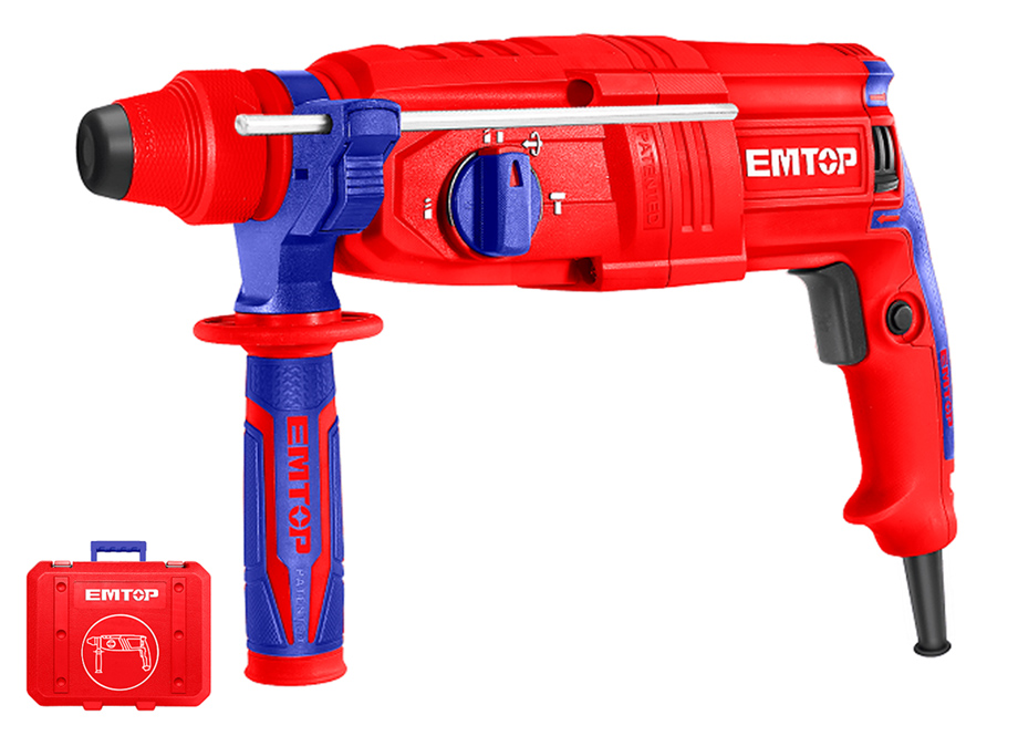 TALADRO MARTILLO ROTATORIO 800W 2,5J EMTOP (TIPO SDS PLUS - 3 BROCAS 2 ...